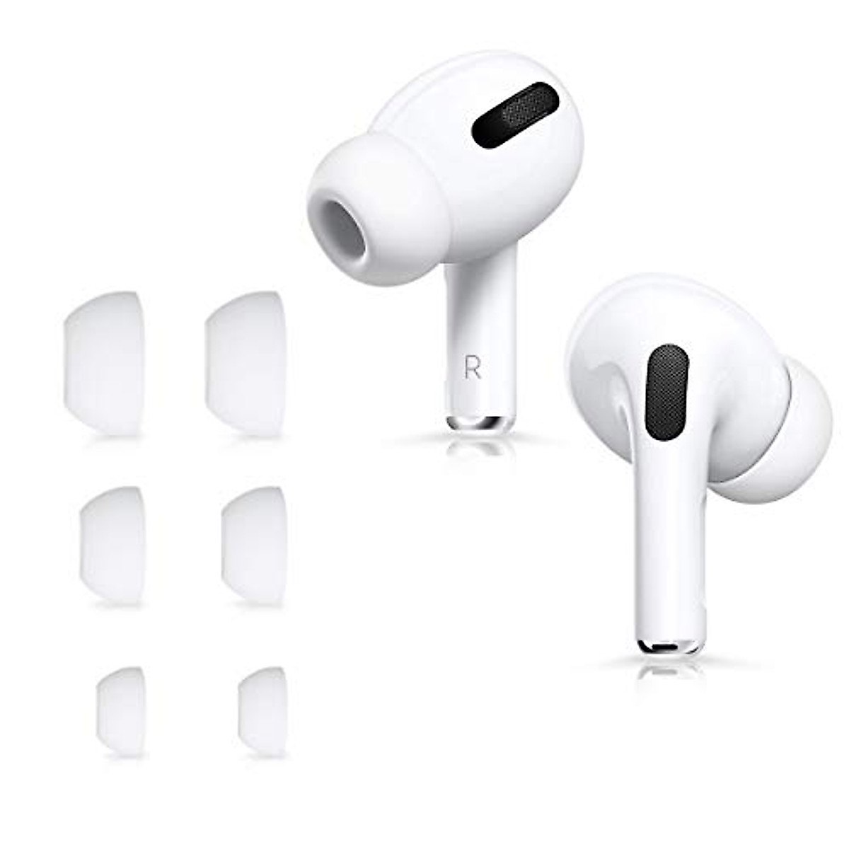 kwmobile 6X Replacement Ear Tips Compatible with Apple Airpods Pro 2 / Pro 1 - Silicone Tips for Earphones - White