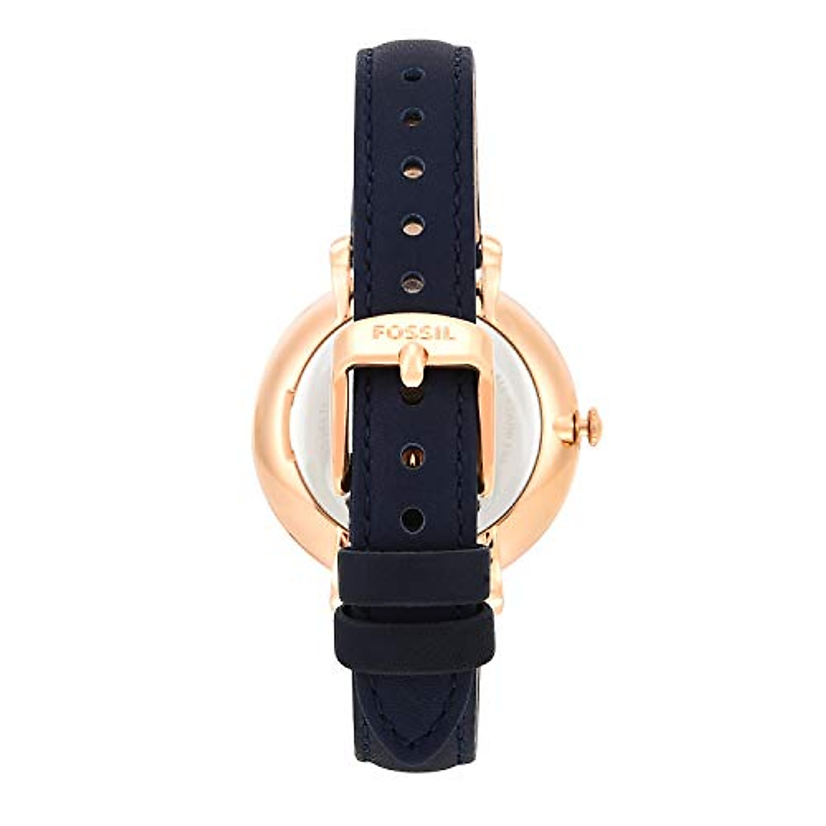 Fossil Women's Jacqueline Quartz Stainless Steel and Leather Watch, Color: Rose Gold, Navy (Model: ES3843)