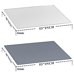 KIAYACI Glass Chair Mat for Carpet or Hard Floor Tempered Glass Glass Table Top Table Mat Square 46" x 53", 1/4 inch Thick, Transparent
