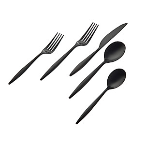 Godinger Flatware Set, Dinner Forks, Salad Forks, Tablespoons and Teaspoons Cutlery Set, Milano - 20 Piece Set