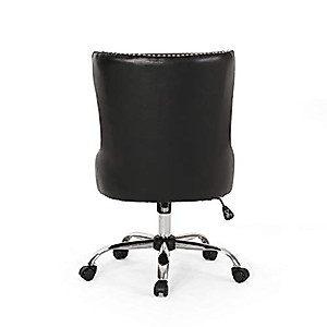 Christopher Knight Home Keith Contemporary Tufted Swivel Office Chair, Midnight Black and Chrome