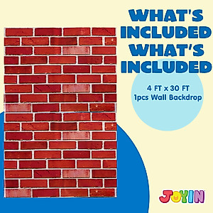 JOYIN Brick Wall Backdrop 4FT by 30FT Birthday Party Accessory Christmas Wall Decorations