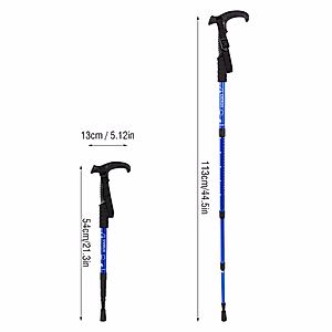 Trekking Poles, Telescopic4 Steps 54-113cm (21.3-44.5inch) Walking Sticks, Aluminum Alloy EVA Telescopic Walking Pole, Portable Walking Cane for Hiking Camping Blue