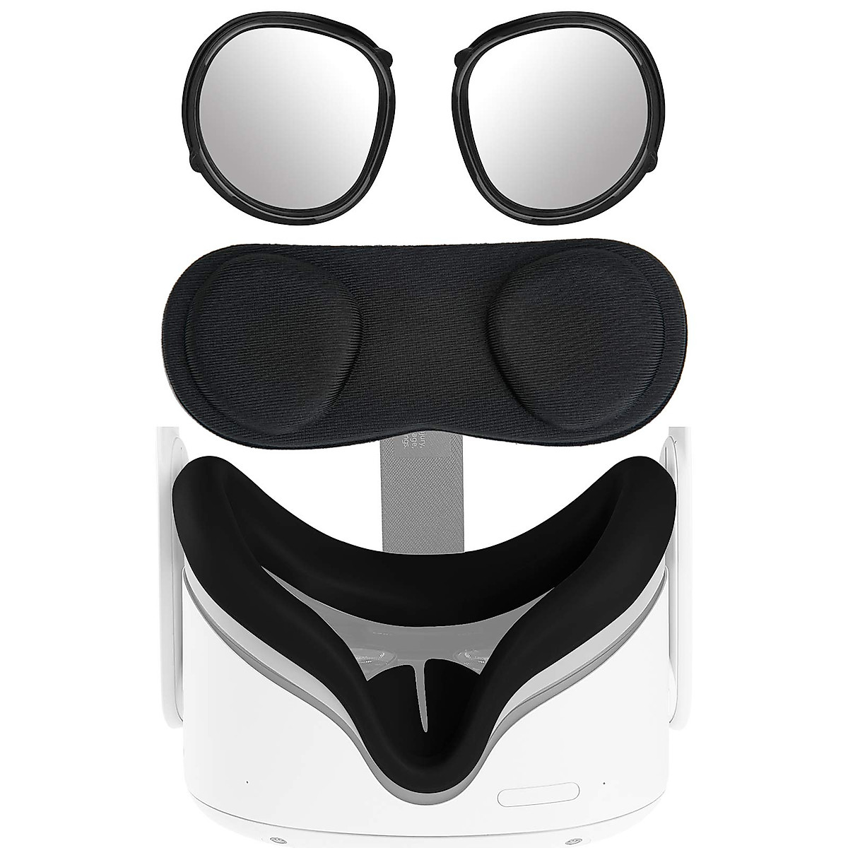 (1 Set) Seltureone Anti-Blue Light Lens Frame Compatible for Quest 2, Eyes Protective Glasses Accessories Set for Quest 2, with VR Lens Dust Proof Cover and Silicone Face Cover, Black