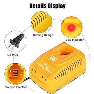 KUNLUN DC9310 18-Volt XRP Fast Charger Replacement Compatible for De Walt 18V Battery Charger DW9116 for 7.2V-18V NiCD/NiMH Batteries DC9096 DC9098 DC9099(NOT for Li-ion Battery)