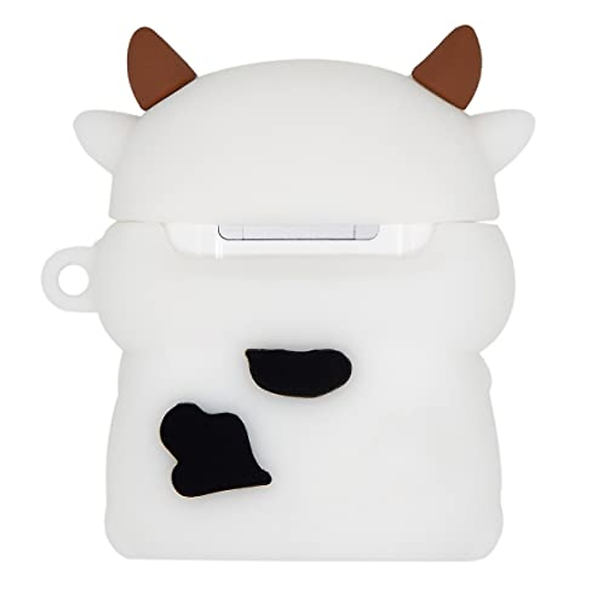 Mouzor Cute Airpods Case, Airpods 2 Case, Boba Tea Cow Funny 3D Cartoon Animal Case, Soft PVC Full Protection Shockproof Charging Case Cover with Carabiner for Airpods 1st Generation, 2nd Generation