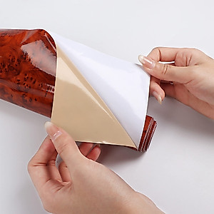 GreceYou High Glossy Wood Grain Vinyl Wrap Sticker Decal Car Internal Wraps Self Adhesive DIY Film, Waterproof Wrap Roll without Bubble, 100x 40cm/39.4x15.7in (yellowish-brown)