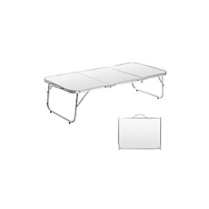 Moosinily Small Camping Table 3FT Folding Picnic Table Foldable Low Camp Table Portable Short Aluminum Outdoor Floor Short Beach BBQ White 35.2×15.7 inch