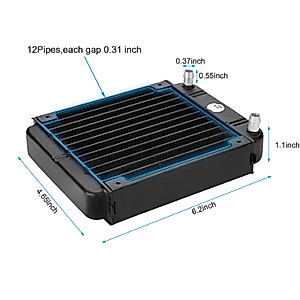 AGPtek 12 Pipe Aluminum Heat Exchanger Radiator for PC CPU CO2 Laser Water Cool System Computer