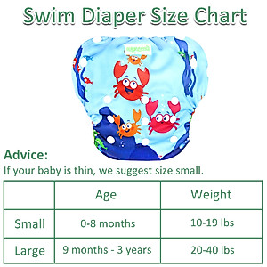 wegreeco Baby & Toddler Snap One Size Adjustable Reusable Baby Swim Diaper (Sea-Elves, Large, 3 Pack)