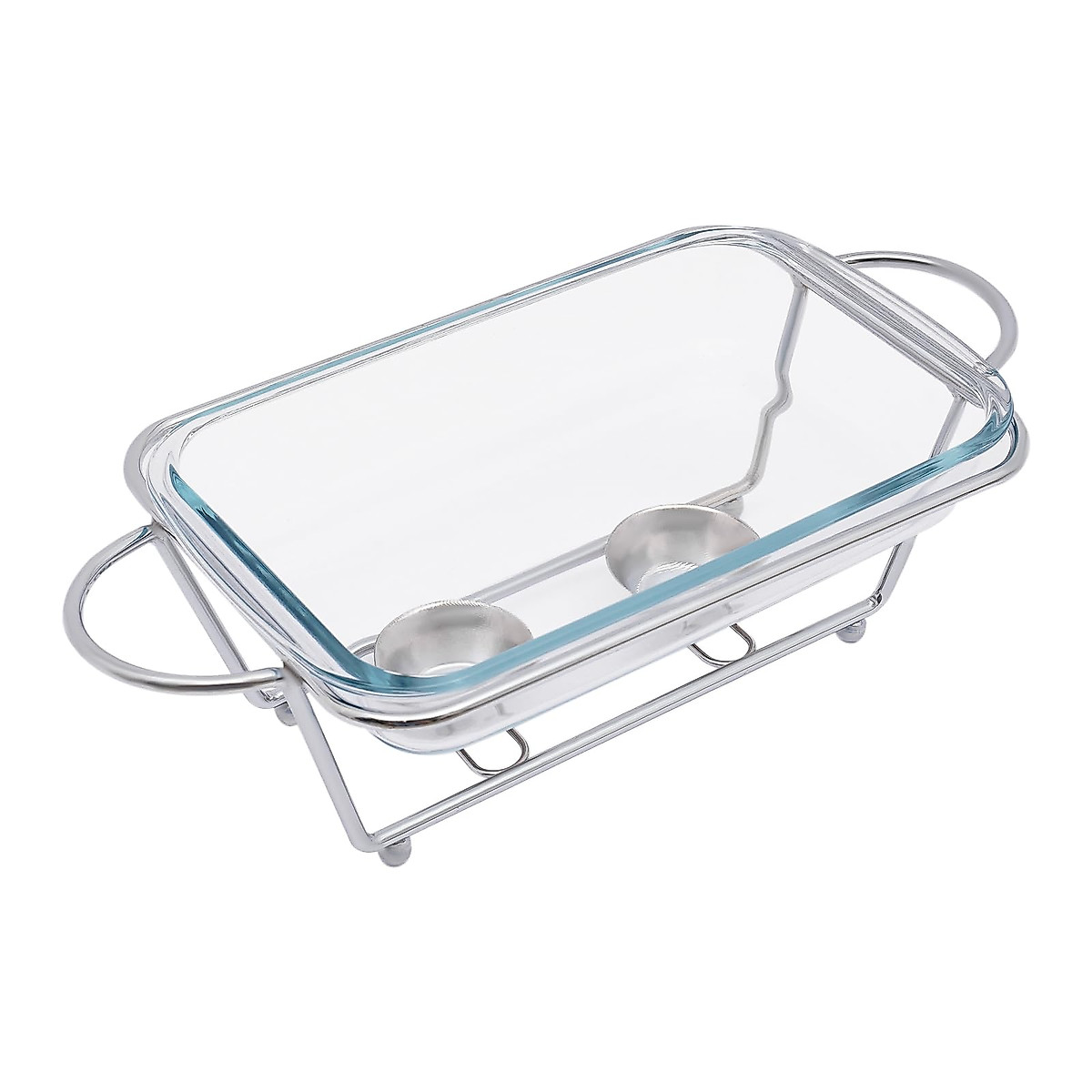 Chafing Dish Buffet Set Warming Tray with Lid Stainless Steel Buffet Server and Oven Safe Glass Warming Tray for Parties Buffets