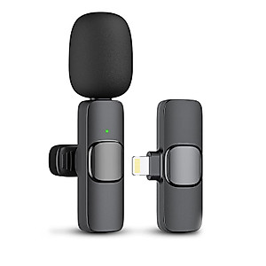 Professional Wireless Lavalier Microphone for iPhone iPad, Cordless Omnidirectional Clip Mic, Plug-Play Microphone for Interview Video Podcast Vlog YouTube