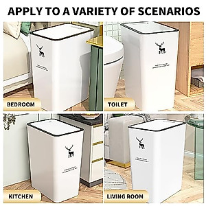 LRCXL Trash Can with Lid 3 Pack Set, 2 Packs 4 Gal 15L and 1 Pack 2.6 Gal 10L Slim Kitchen Trash Can, Small Trash Can Bathroom Garbage Can, Waste Basket for Kitchen, Bedroom, Office (White)