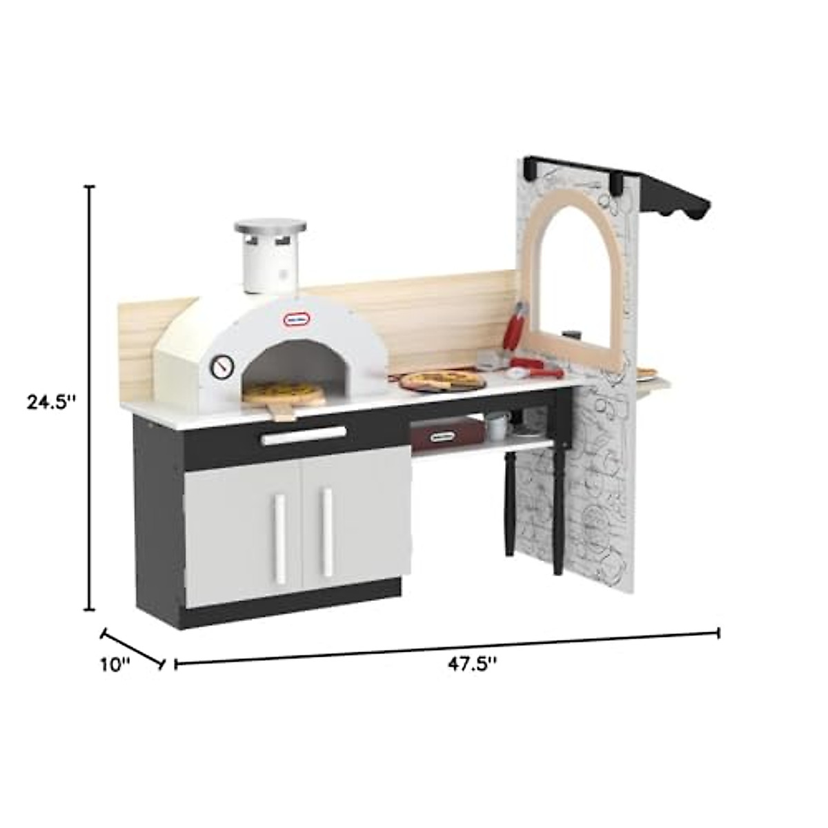 Little Tikes Real Wood Pizza Restaurant Wooden Play Kitchen Cook and Serve with Realistic Lights Sounds and Dual-Sided, 20+ Accessories Set, Gift for Kids, Large Toy for Girls & Boys Ages 3+
