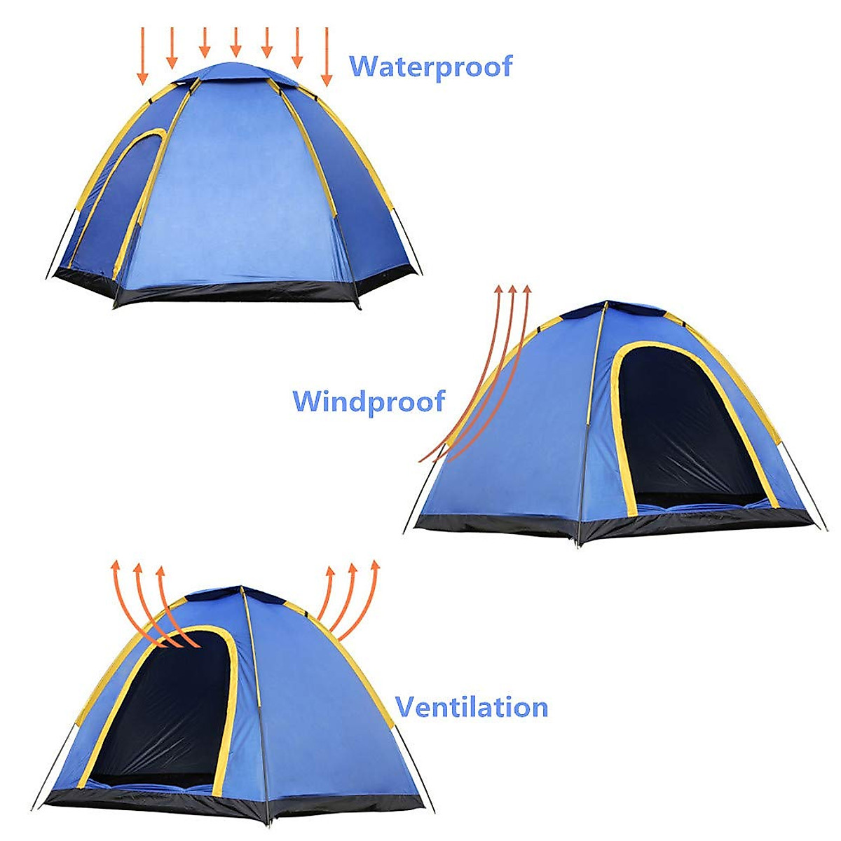 Toxz Tent for Camping 3-4 Person Lightweight Backpacking Outdoor Tent with Carrying Bag,Waterproof Ventilation Anti-UV,Easy Setup(Ship from US!)