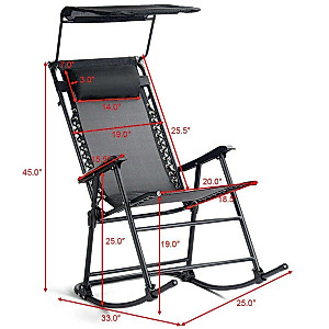 UYSB Folding Rocking Chair Gravity Furniture Sunshade Canopy Black Chair Rocking Chair Rocker Chair Rocker Camp Chair Rocker Recliner Rocking Camp Chair Rocking Chairs Outdoor Rocking ch