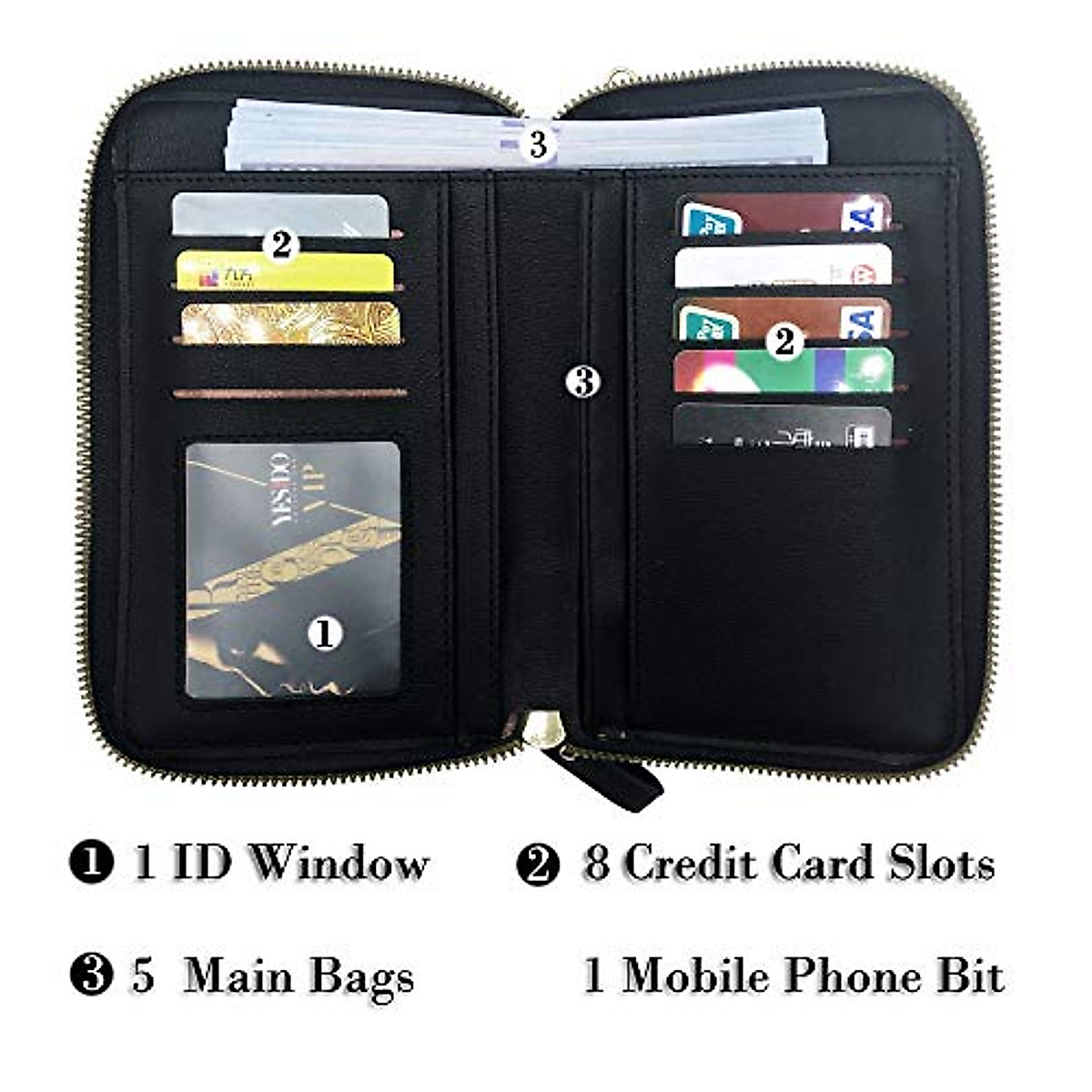 FFpaw Small Crossbody Purse for Women,Cellphone Shoulder Bags Lightweight PU Leather RFID Blocking Wallet Credit Card Holder(Black)