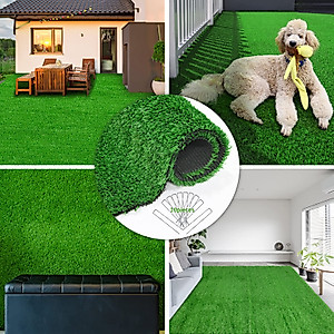 LOOBANI Realistic Artificial Grass Rug Indoor Outdoor, Dog Grass Mat with Drainage Holes and Replacement Artificial Grass Turf, Suitable for Garden Lawn Landscape Balcony Decoration- 3 Feet x 5 Feet