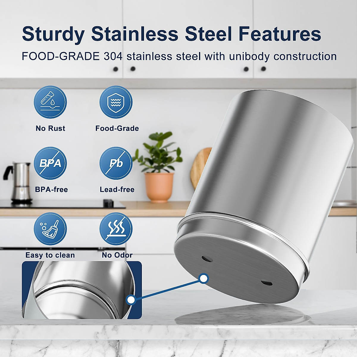 Purewell Gravity-Fed Water Filter System, Small Capacity 1.5 Gallon Stainless Steel Countertop Filtration System with 2 Black Purification Elements and Metal Spigot for Home and Outdoor Use