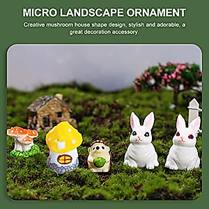 Happyyami 4 Pcs Micro Landscape Mushroom House Outdoor Garden Statues Accessories Tabletop Ornament Mini Mushroom House Mushroom Garden Statue Small Terrarium Figurine Fairy Resin Supplies