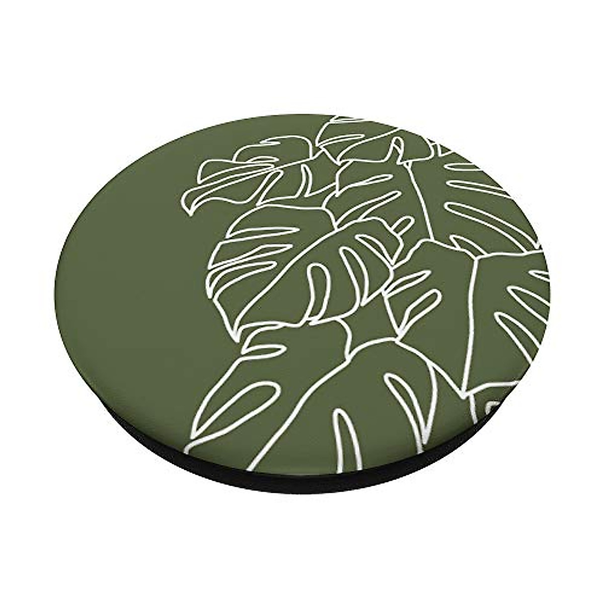 Monstera Leaf Botanical Tropical Plant Olive Khaki Green PopSockets PopGrip: Swappable Grip for Phones & Tablets