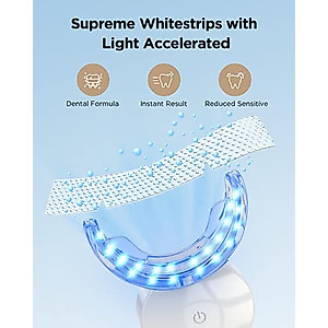 Teeth Whitening Strips with Light, 28 Dentist-Level White Strips for Teeth Whitening, Rechargeable 24X Blue Teeth Whitening Light, Teeth Whitening Kit with Led Light