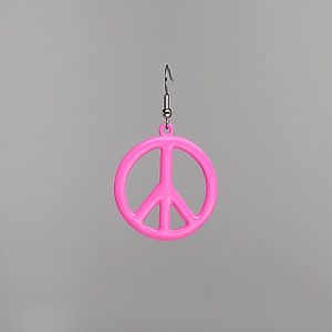 Hot Pink Hippie Peace Sign Dangle Earrings