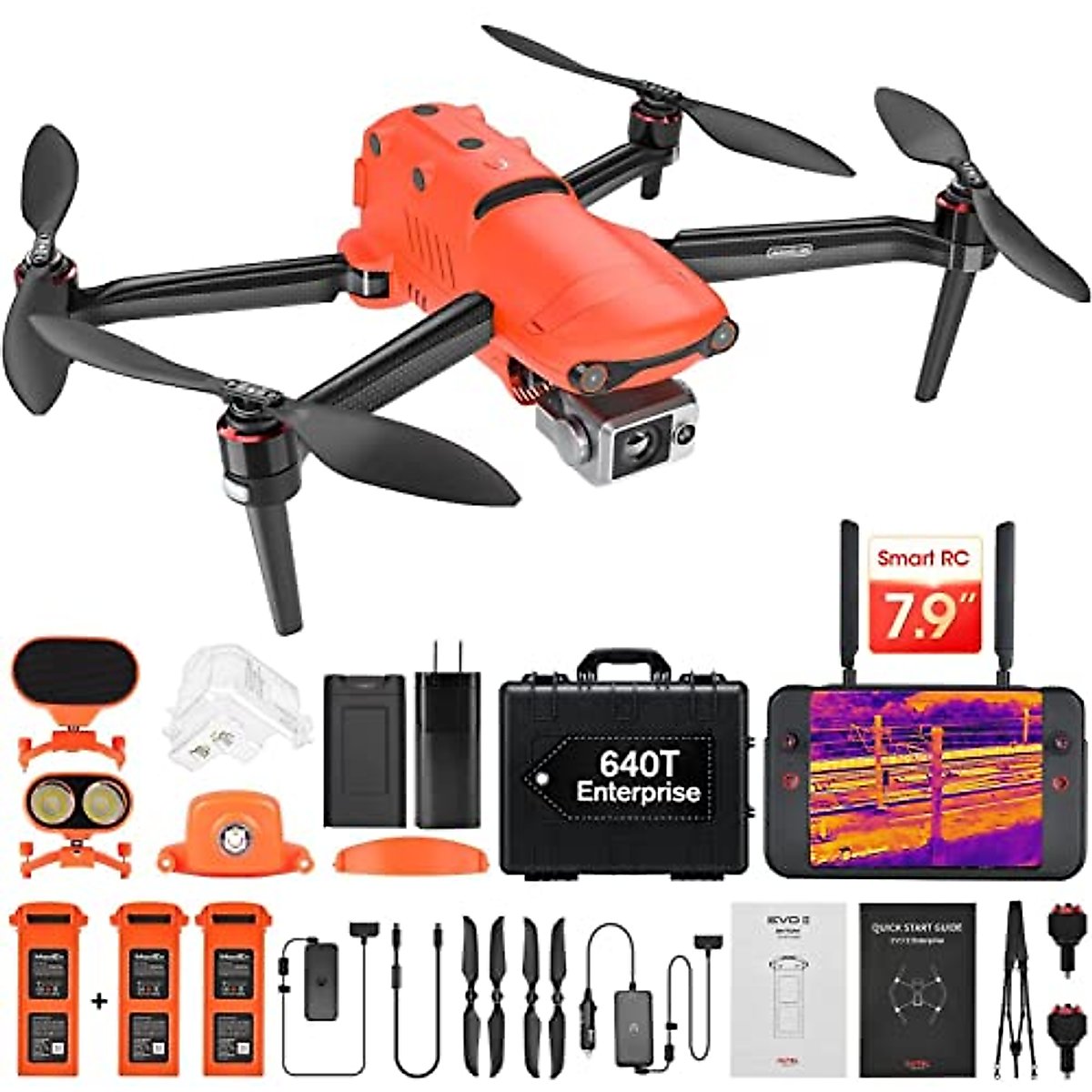 Autel Robotics EVO II Dual 640T Enterprise Bundle, 640*512@30fps Thermal Imaging Sensor＆8K Visual Camera, 10+ Multiple Temperature Measurement Modes, 720° No Blind Spot, 42Mins Flight Time, ADS-B Receiver&Data Encryption, F-ree Thermal Analysis Tool, 1-1