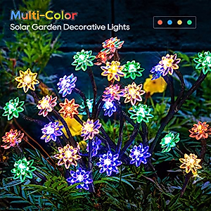 KOOPER 4 Pack Solar Garden Lights with Bigger Lily Flowers & 4 Pack Solar Garden Lights