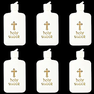 RONRONS 6 Pieces Empty Holy Water Bottles Set, 100ml Catholic Christian Holy Water Bottle Gold Cross Holds Container, Refillable Party Water Bottle for Christian Religious Easter Decorative Supplies