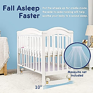 HARPPA Portable Mini Crib 6-in-1 Convertible (Mattress + Mosquito Net Included), Baby Bassinet Bedside Sleeper Bed Fits for Newborn Infants to Toddlers, White
