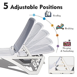 Domi Outdoor Chaise Lounge Set of 3, Pool Lounge Chairs Plastic Adjustable Recliners Tanning Lounge Chair with Table for in-Pool Sunbathing Beach Lawn Poolside, White