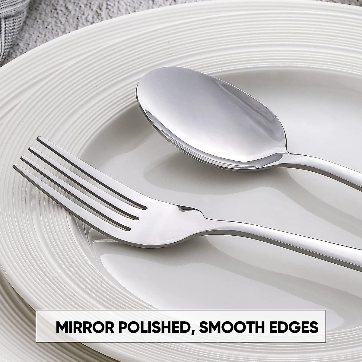 NETANY 16-Piece Forks and Spoons Silverware Set, 8 Dinner Forks and 8 Dinner Spoons, 18/8 Stainless Steel Flatware Cutlery Set, Mirror Polished, Dishwasher Safe