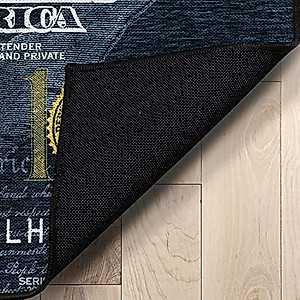 Well Woven Money Collection Dollar Front 2' x 5' Black Gold Runner Rug