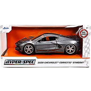 2020 Chevy Corvette Stingray C8 Dark Gray Metallic Hyper-Spec Series 1/24 Diecast Model Car by Jada 32716