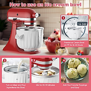 Ice Cream Maker Attachment for KitchenAid Stand Mixer, Compatible with KitchenAid 4.5 QT and Larger Stand Mixers, Frozen Yogurt Maker, Kitchen Aid Accessories and Attachments by TPGSING
