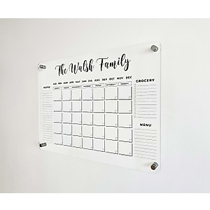 BLACK FAMILY NAME CALENDAR Personalized Calendar 2024 - Personalized Dry Erase Board, Horizontal Wall Calendar, Monthly and Weekly Calendar, Housewarming Gift, Goals, To Do