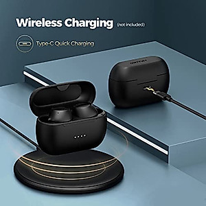 Wireless Earbuds ANC, Bluetooth 5.2 Active Noise Canceling Headphones w/35H Playtime and Punchy Bass, Sport Earphones w/Wireless Charging, Touch Control, Twins and Mono Modes, IPX8
