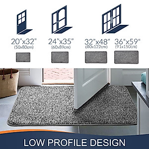 Walensee Indoor Doormat, Front Door Mat for Entrance (20"x32" Grey) Machine Washable Entryway Rug Non Slip Dirt Trapper Door Rugs Absorbent Low Profile Shoes Scraper Inside Floor Mats for Entry