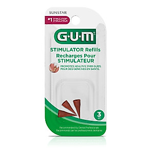 GUM Stimulator Refills - 3 Rubber Tips Included - Compatible with The Stimulator Permanent Handle - Massager, Plaque Removal Health,3ct, 1pk