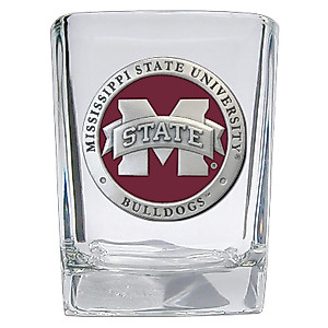 Heritage Pewter Mississippi State University Square Shot Glass | Hand-Sculpted 1.5 Ounce Shot Glass | Intricately Crafted Metal Pewter Alma Mater Inlay