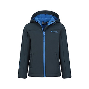 Mountain Warehouse Exodus Kids Softshell Jacket with Hood - Girls Boys Coat Navy 9-10 Years
