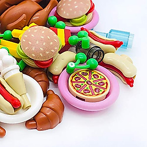 Building Blocks City Food Accessories Set Hamburger French Fries Pizze Chicken Hot Dog Cherry Toys Parts Compatible Major Brand, 79pieces