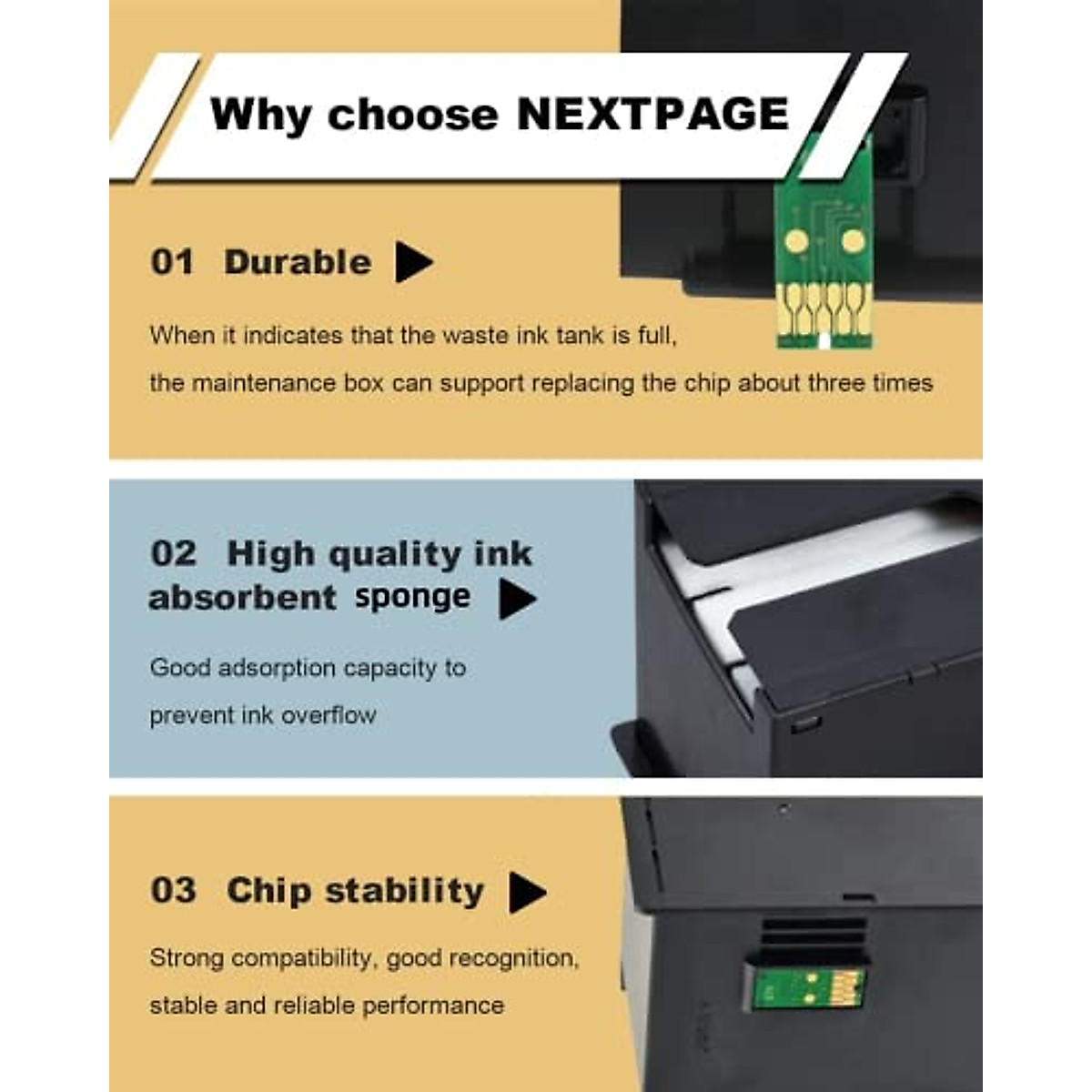 NEXTPAGE T6711 Ink Maintenance Tank with chip Remanufactured for WF7710 WF7720 WF3620 WF3640 WF7110 WF7610 WF7620 Printer (T671100 Ink Maintenance Box 1 Pack)