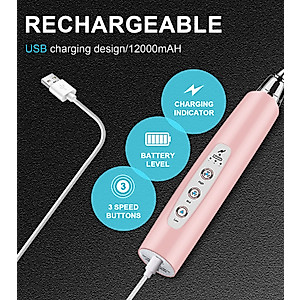 Nahida Handheld Milk Frother for Coffee, Rechargeable Electric Whisk with 3 Heads 3 Speeds Drink Mixer Foam Maker For Latte, Cappuccino, Hot Chocolate, Egg - Pink