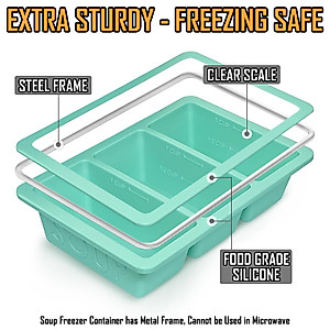 GDDGCUO Silicone Soup Freezer Container, 3 Pcs Soup Freezer Trays with Lid, Silicone Freezer Trays with Steel Frame, Perfect for Make 9 Piece 1 Cup Soup, Sauce, Broth at Once, Dishwasher safe