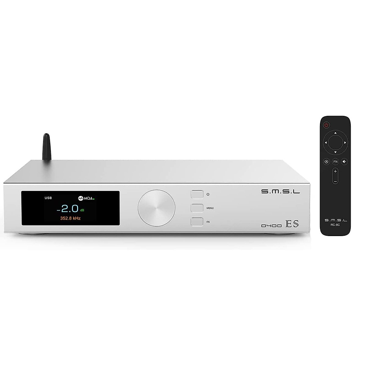 SMSL D400ES Lossless Bluetooth HiFi Fever MQA Balanced Pure Decoder ES9039MS Pro high-end Fever DAC DSD512 Hard Solution The New Third-Generation XMOS XU-316 (with Remote Control)