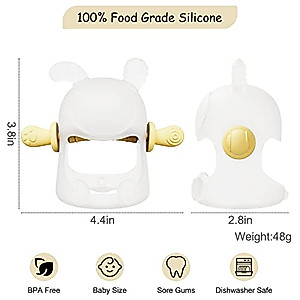 Teething Toys for Babies 0-6 Months, Never Drop Silicone Baby Mitten Teether for Soothing Teething Pain Relief, Baby Chew Toys for Sucking Needs White - Dilovely