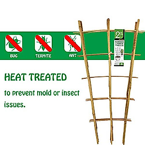 Natural Bamboo Trellis 24 Inches Tall, Mininfa Garden Ladder Trellis, Plant Trellis for Climbing Plants, Vegetables, Pots - 3 Pack