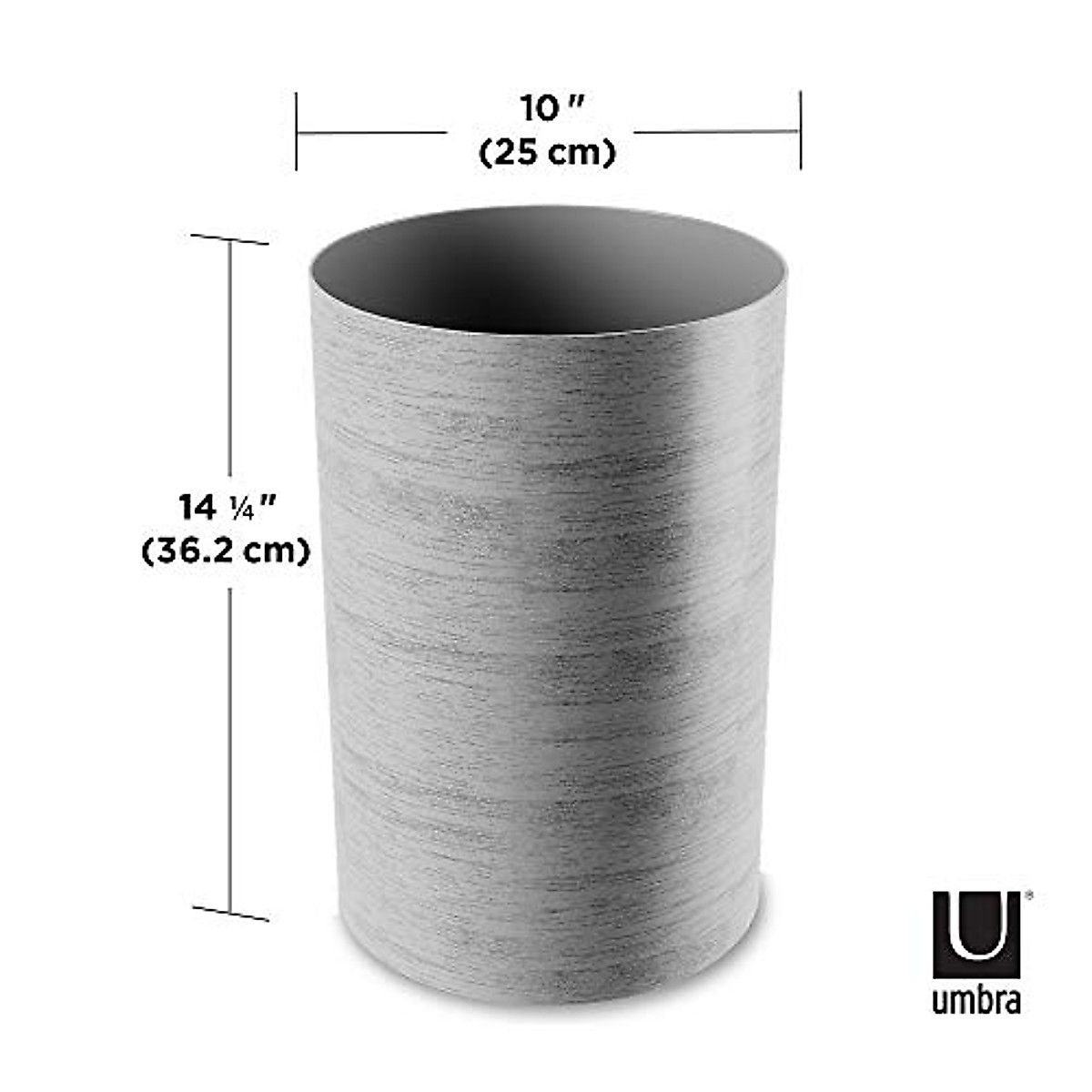 Umbra Treela Small Trash Durable Garbage Can Waste Basket for Bathroom, Bedroom, Office and More | 4.75 Gallon Capacity with Stylish Light Grey Barn Wood Exterior Finish, Graywood